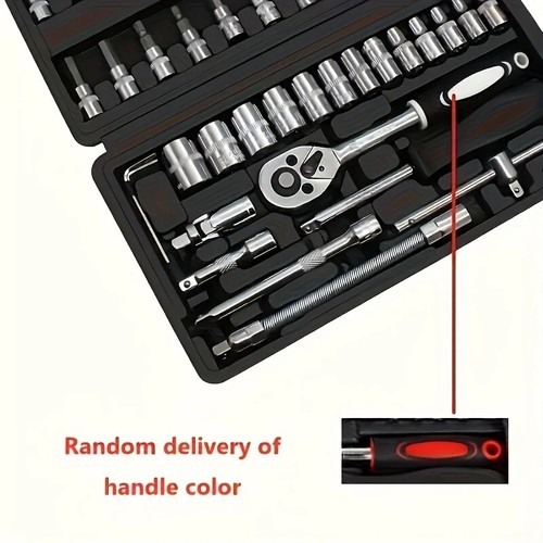 46Pc Drive Socket Set 1/4" Wrench Torx Ratchet Driver Screwdriver Bit ...