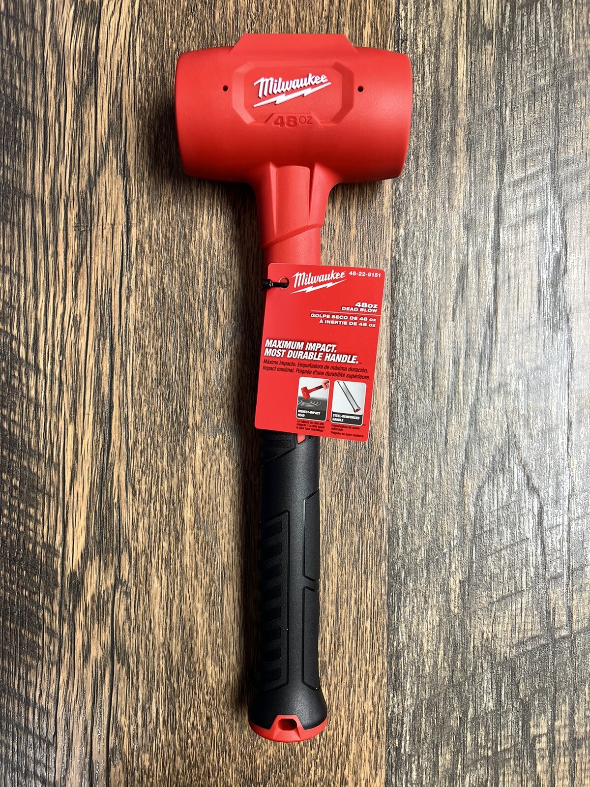 Milwaukee 48oz Soft Face Dead Blow Hammer w/ Steel Reinforced Handle ...