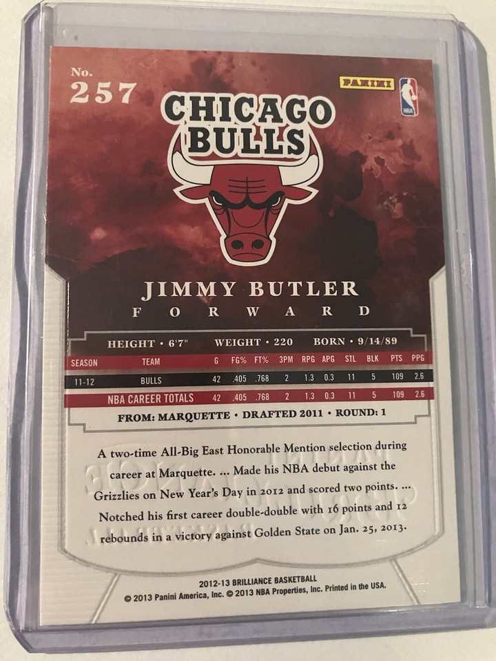 2012-13 Panini Brilliance Jimmy Butler Rookie #257 Bulls RC | eBay