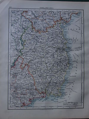 1900 VICTORIAN MAP ~ IRELAND SOUTH EAST WATERFORD TIPPERARY QUEENS ...