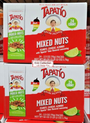 Tapatio Salsa Picante Mixed Nuts Peanuts Cashews Almonds 24 Count Box ...