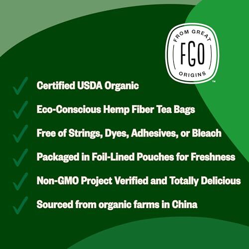 FGO Organic Green Tea (Decaf). Eco-Conscious Tea Bags, 100 Count ...