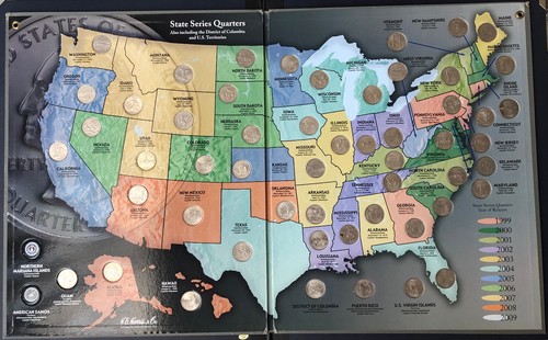 STATE SERIES QUARTERS 1999-2009 COLLECTOR'S MAP w/50pc+ Coins | eBay