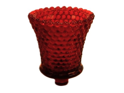 Ruby Red Hobnail Candle Holder, Glass Votive Peg Cup, Flared ...