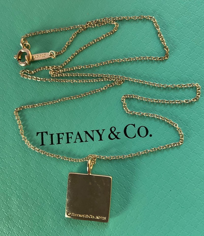 Tiffany & Co Sterling Silver NY Notes Square Wavy Pendant Necklace 17 ...