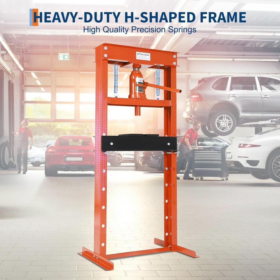 Hydraulic Shop Press 20 Ton H-Frame Adjustable w/ Stamping Plates ...
