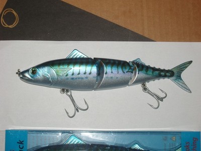 LARGE 9" JOINTED SWIMMING BLUE MACKEREL COLOR STRIPER MAHI BLUES LURE ...