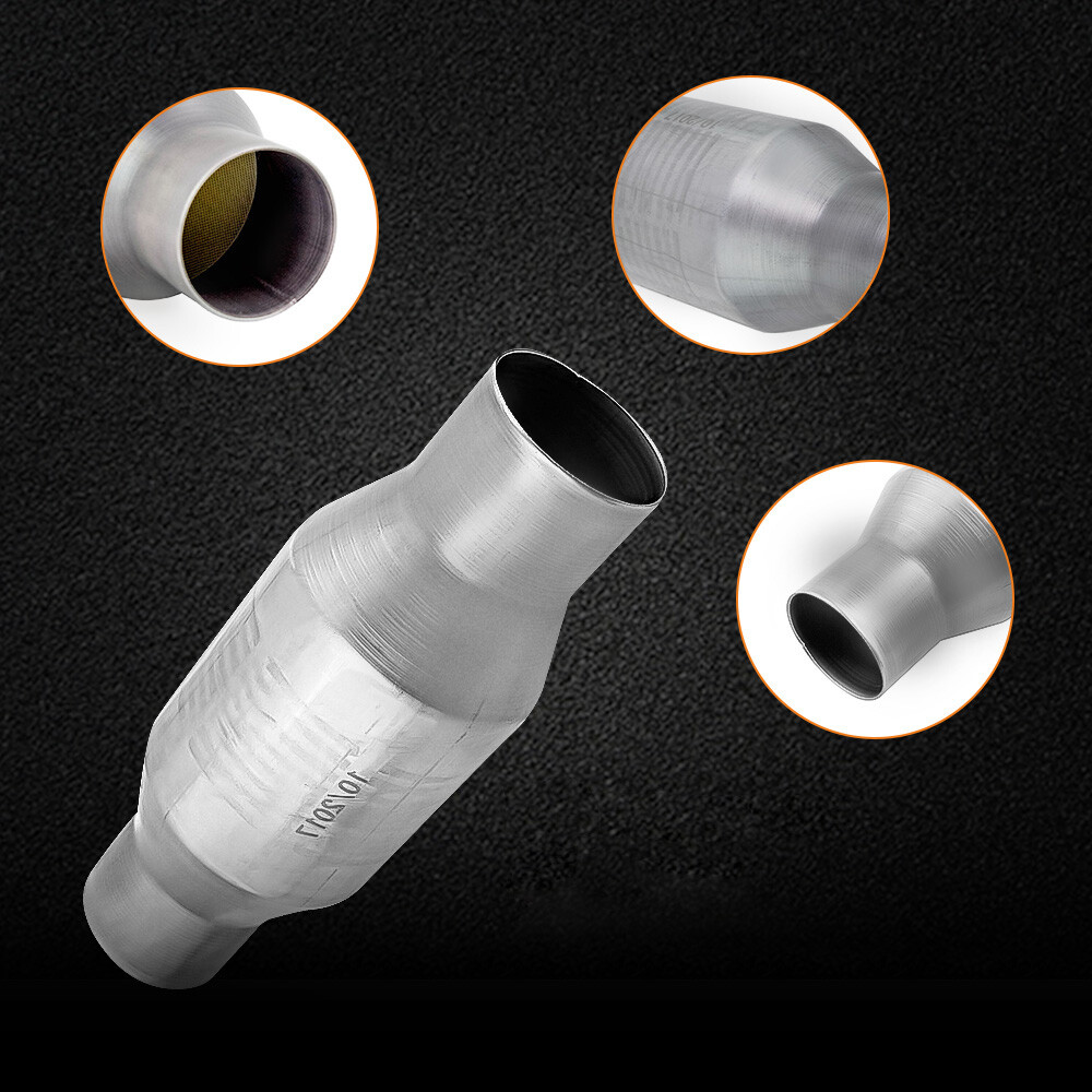 2x 2.5 Inch Universal Spun Catalytic Converter High Flow Stainless ...