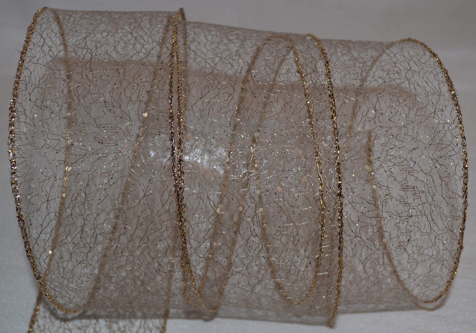 Wired Ribbon~Sparkle Gold Fine Lacey Mesh~Christmas~2.5"~Holiday~Wreath ...
