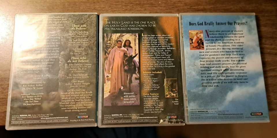 QUESTAR - SET OF 3 DVDS -PALMS & PASSION/JESUS THE GREAT DEBATE/POWER ...