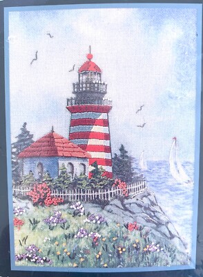 Sunset Jiffy Gallery Crewel Embroidery Kit 16044 LIGHTHOUSE POINT 5" x ...