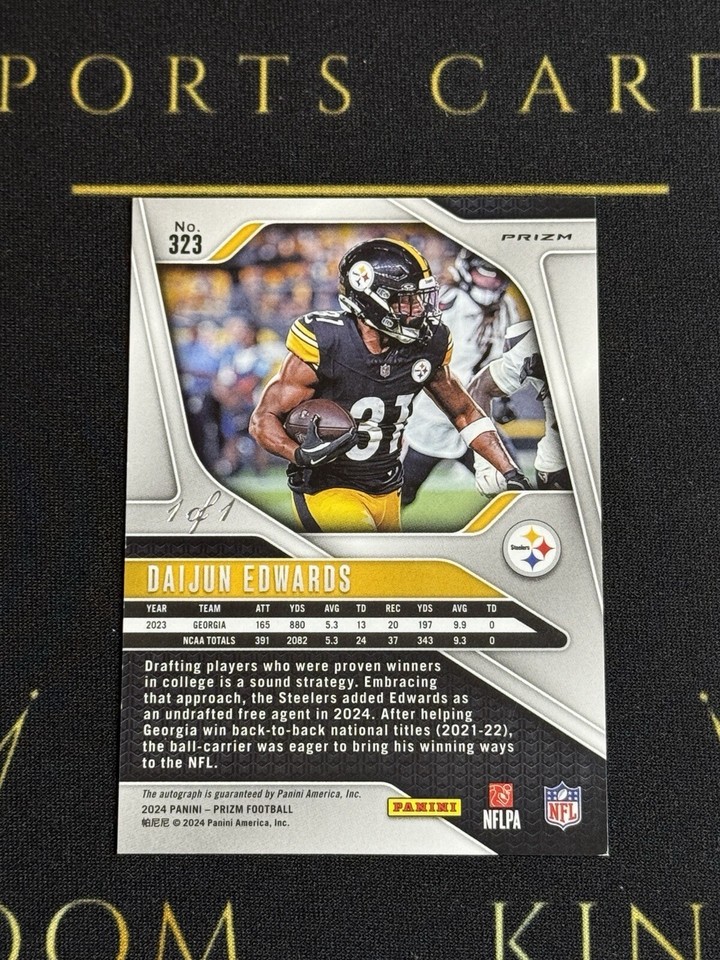 2024 Panini NFL Prizm DAIJUN EDWARDS 1/1 Black Shimmer FOTL RC Auto | eBay