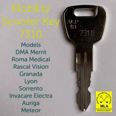 7310 Replacement Mobility Scooter Ignition Key Quingo, Invacare, Meteor ...