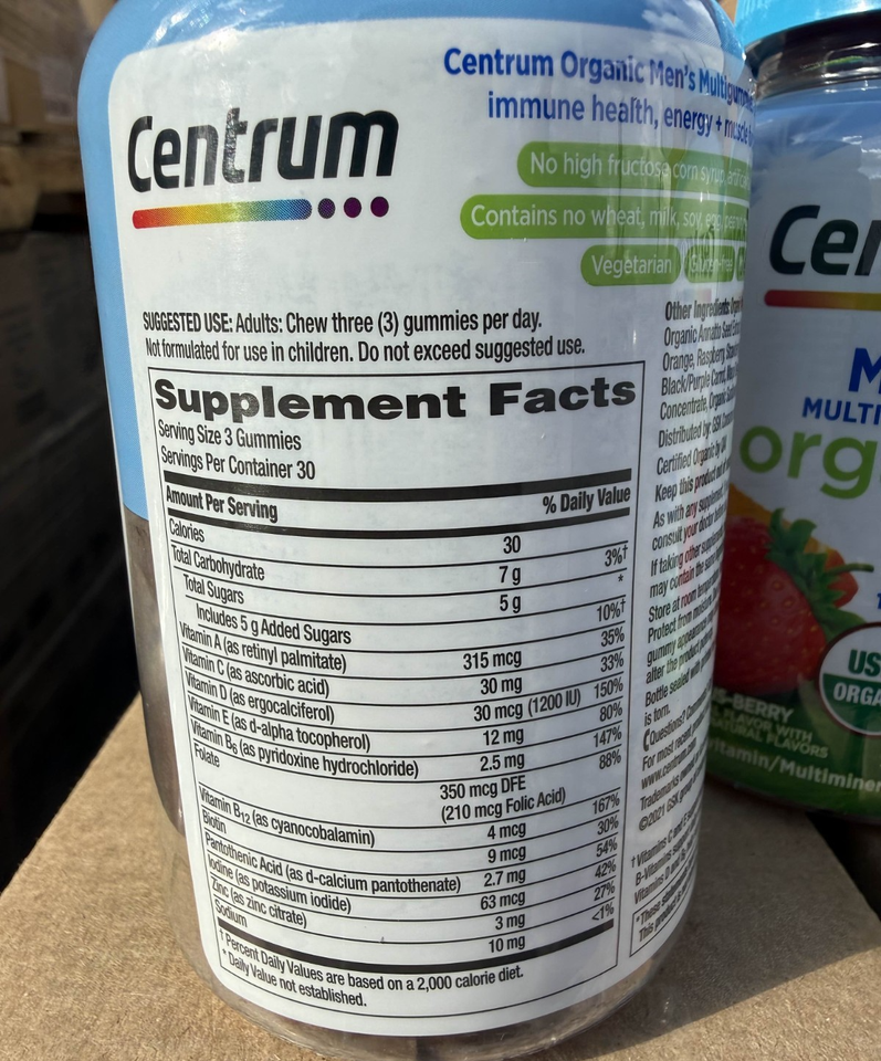 Centrum Men's Organic Multivitamin Gummies Citrus Berry 90 Gummies old ...