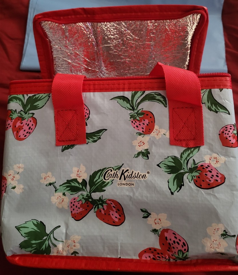 Cath Kidston London blue red strawberry lunch picnic bag retro ...