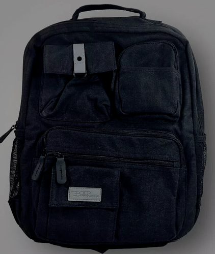 Bella Russo 17" Laptop Canvas Backpack Charcoal Black Comfort Straps ...