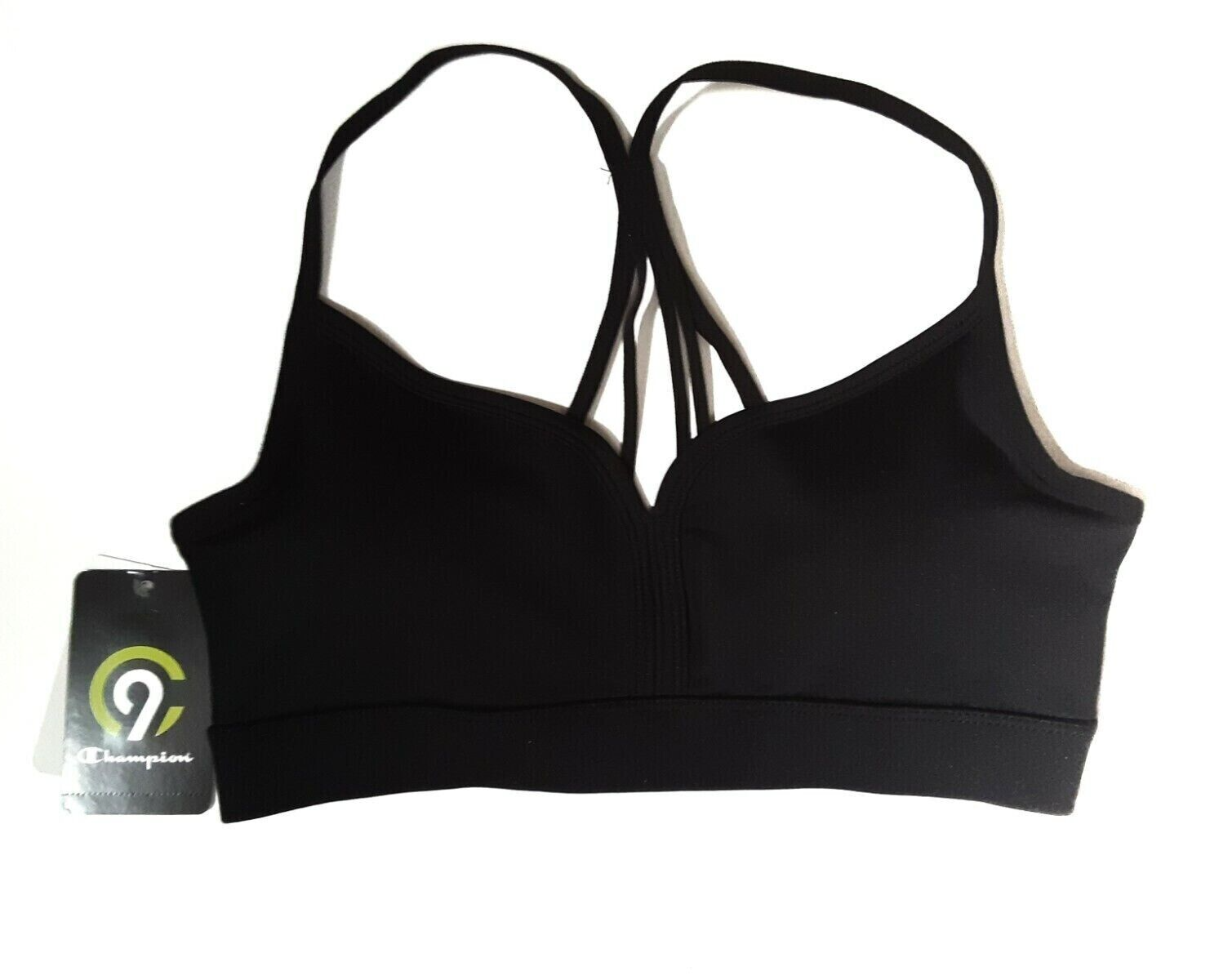 C9 Champion Womens Size XS Sports Bra Strappy Back Black V-Neck Padded ...