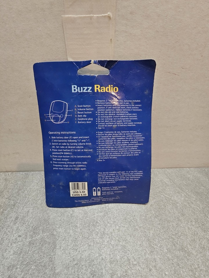 Toy Story Buzz Radio FM Earphones Disney Store Exclusive Buzz Lightyear ...