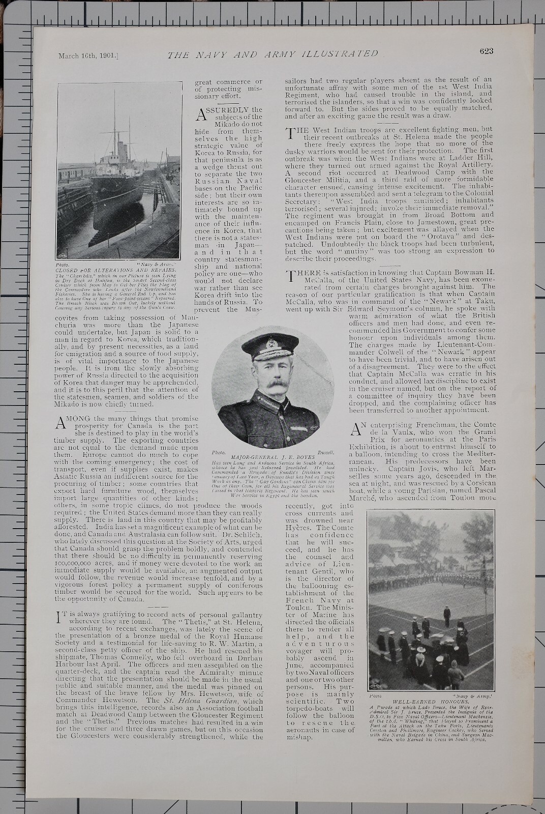 1901 PRINT ACCLAIMING KING EDWARD VII AT HONG KONG MAJOR GENERAL BOYES ...