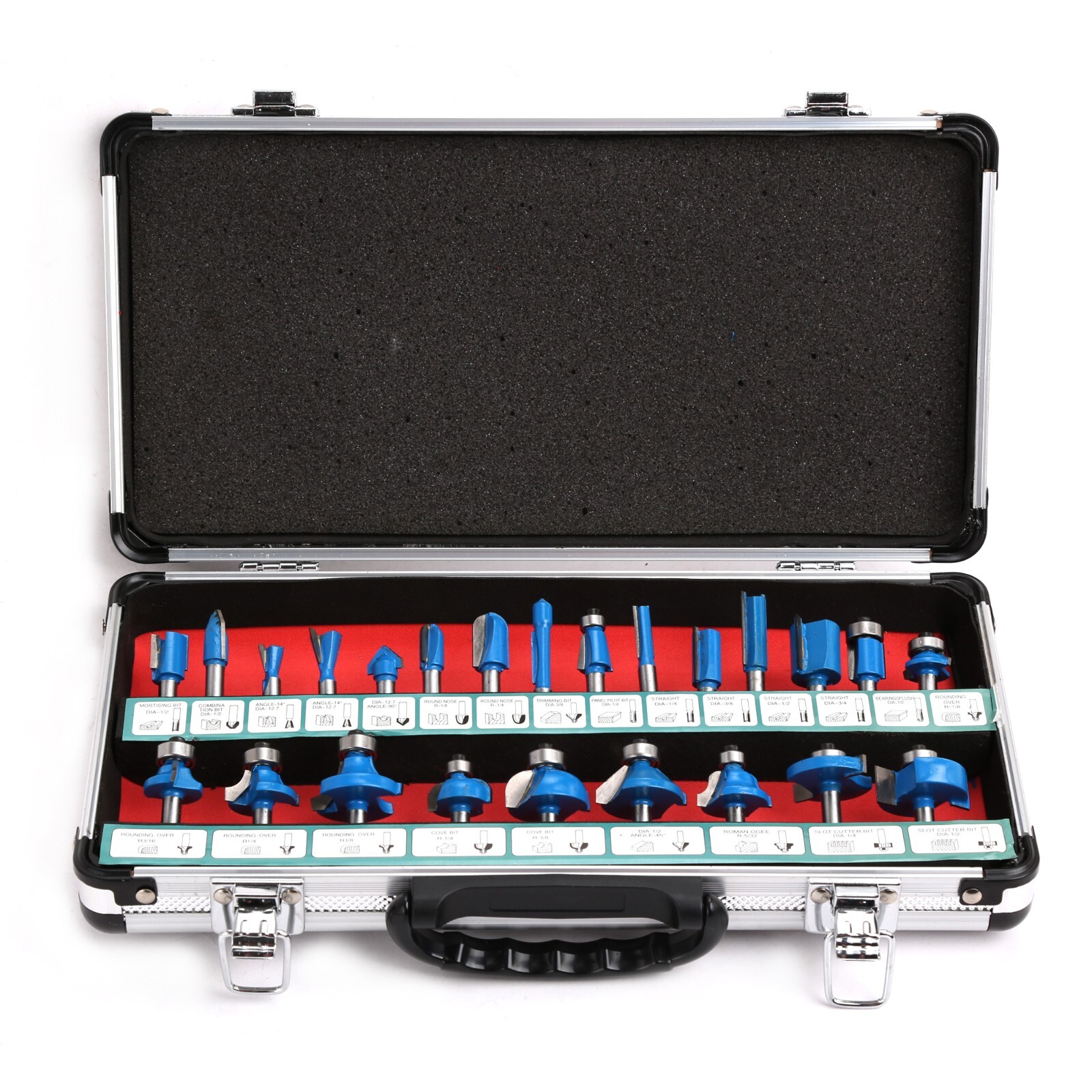 24 Piece 1/4” Shank ABN Tungsten Carbide Router Bit Set for Woodworking ...