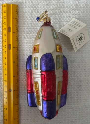 Christopher Radko TO THE MOON Rocketship Glass Ornament | eBay