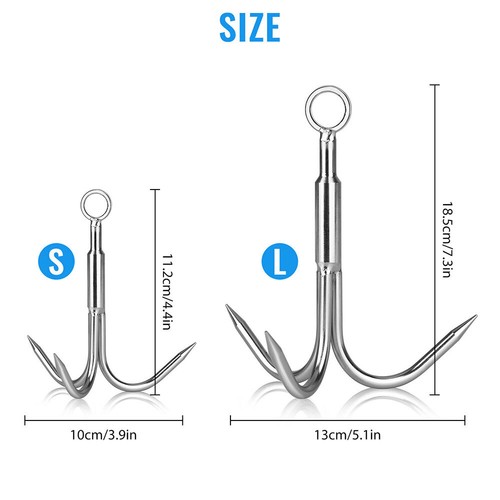 Grappling Hook Grapnel Hook 3-Claw Stainless Steel Tree Climbing S/L ...