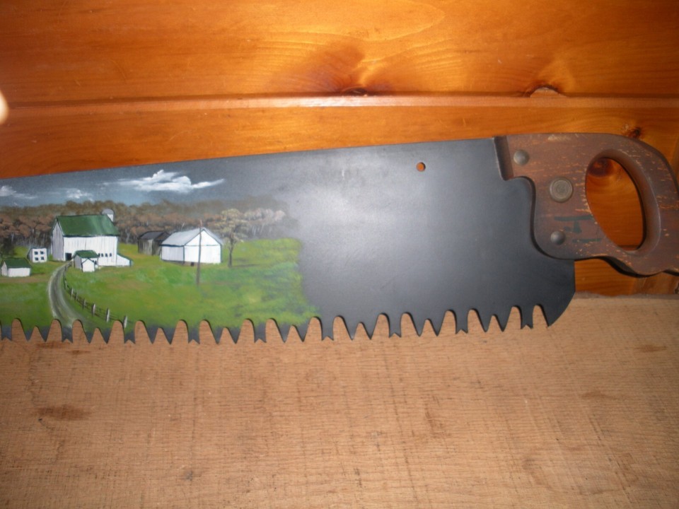 Vintage Hand Painted Crosscut Logging Saw | eBay