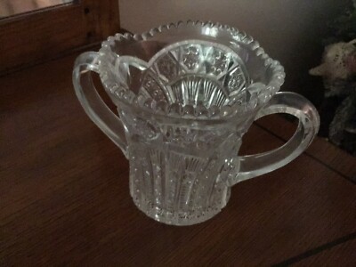 Vintage 2 Handles Pressed Glass Spooner Victorian | eBay