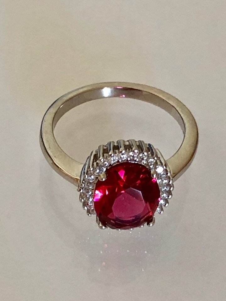 Genuine 925 Sterling Silver Royal Red Ruby and CZ Ring All Sizes | eBay UK