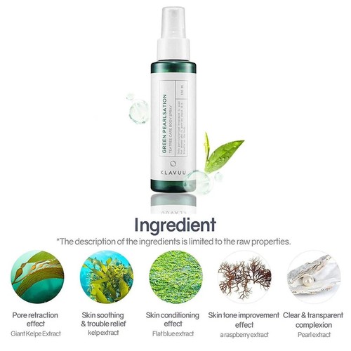 Klavuu Green Pearlsation Tea Tree Care Body Spray Moisturing Body Mist ...