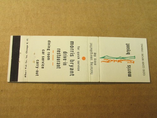 J349 Matchbook Cover Morris Bryant Inn Lafayette IN Indiana Drive inn ...