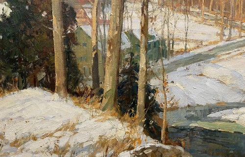Frederick John Mulhaupt Winter Landscape Oil Painting, The Valley Road ...
