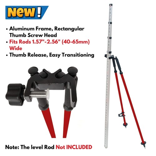 Aluminum Bipod w Thumb Release Locking for Bardcode & Leveling Rods ...