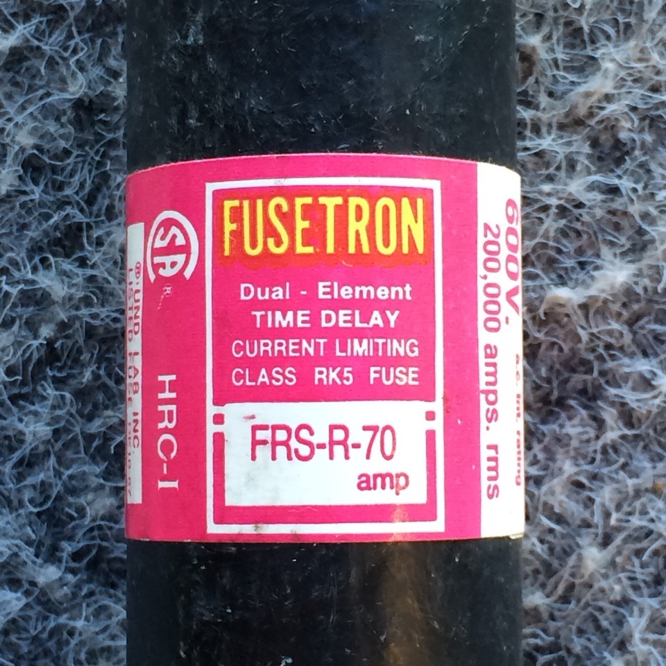 Bussmann Fusetron FRS-R-70 70 Amp 600 Volt Dual Element Class RK5 Fuse ...