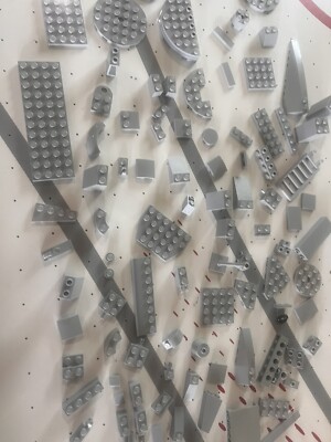 LEGO light bluish gray parts and pieces lot of 100 shapes, and more U32 ...