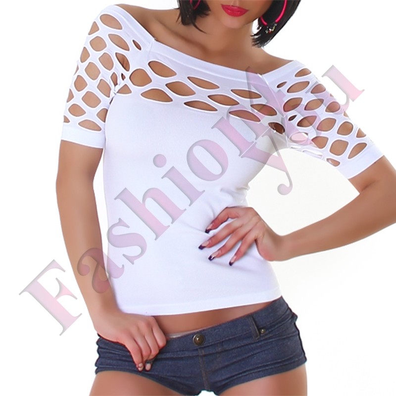 Sexy Women's Ladies Fishnet Top Summer Party Casual Blouse Size 8/10,12 ...