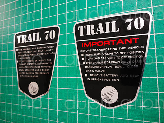 69' 70' 71' CT-70H K1 minibike Chrome Badges CT70 decals, stickers ...