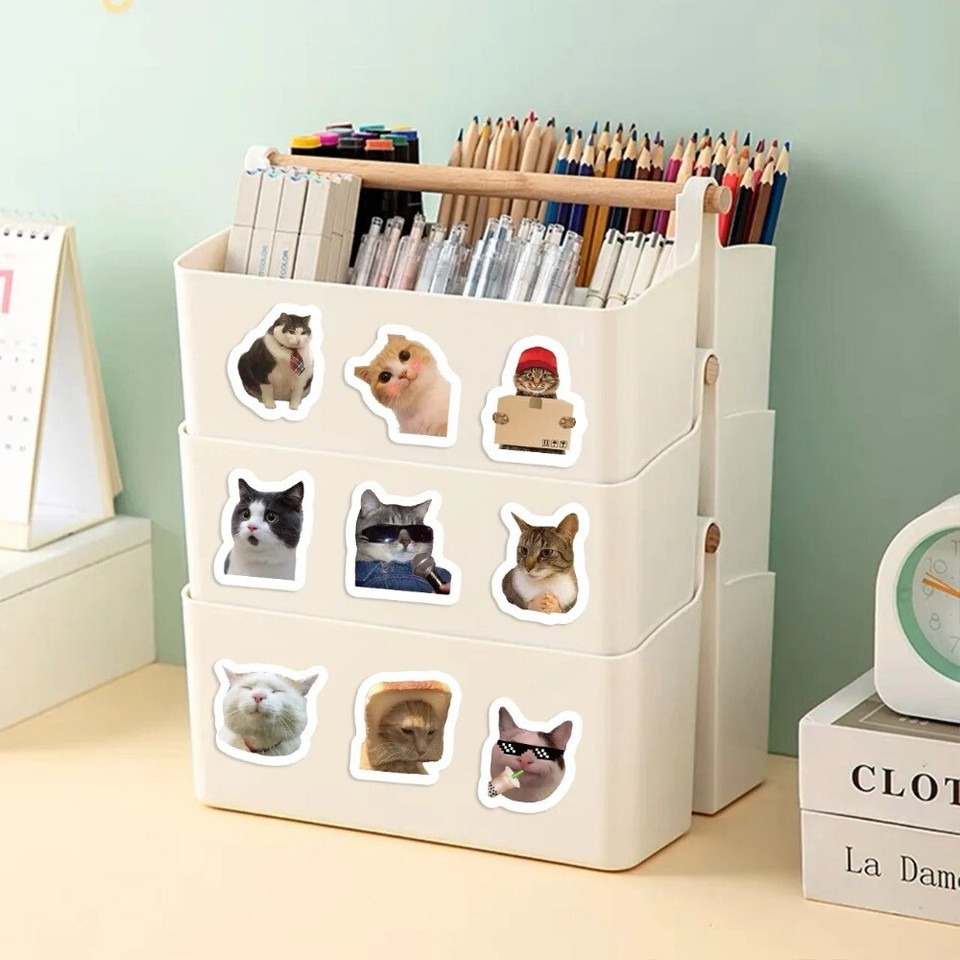 MEME Funny Cat Sticker Cartoon Notebook Decor Lables DIY Graffiti ...