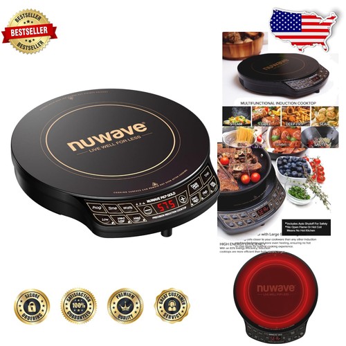 51 Temp Settings Gold Induction Cooktop - 12” Ceramic Glass Surface ...