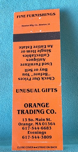 Matchbook Cover Orange Trading Co. Orange Massachusetts | eBay