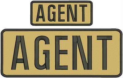 AGENT embroidery patches 4x10 and 2x5 hook on back all black tan | eBay