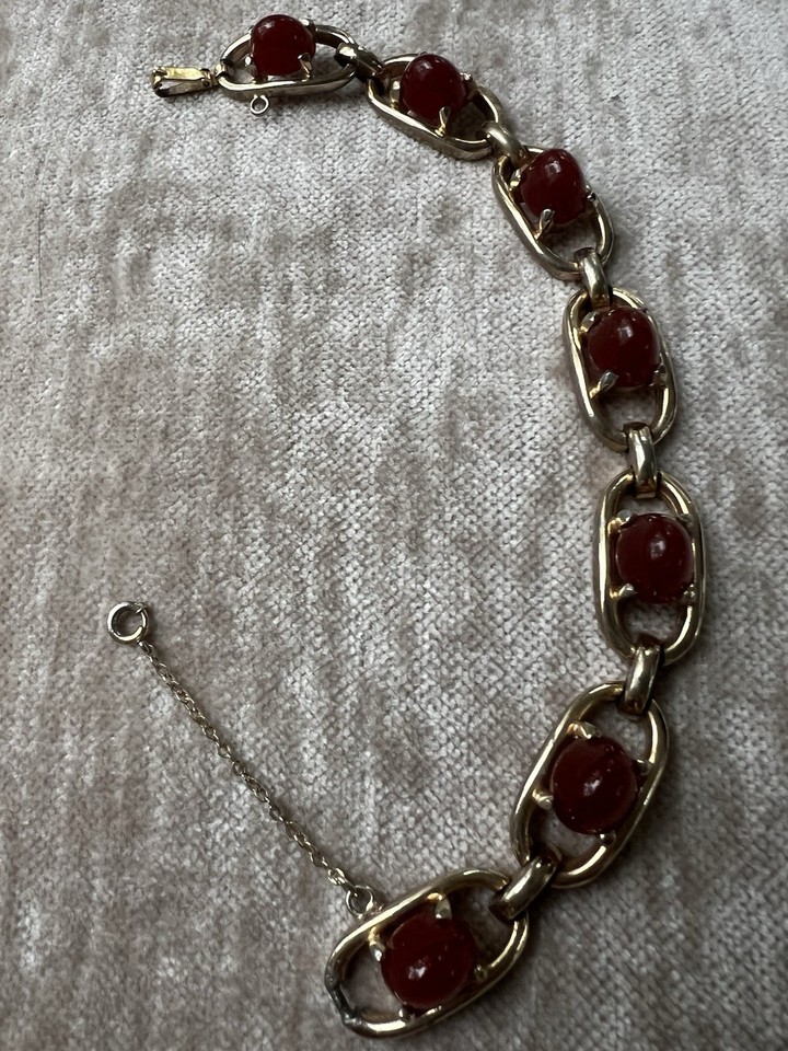Art Deco Carnelian Glass 12k Gold Filled Bracelet, Vintage | eBay