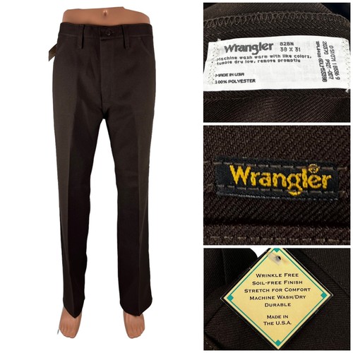 Vintage Wrangler Mens Pants 36x31 Actual Brown Wrancher Polyester USA ...
