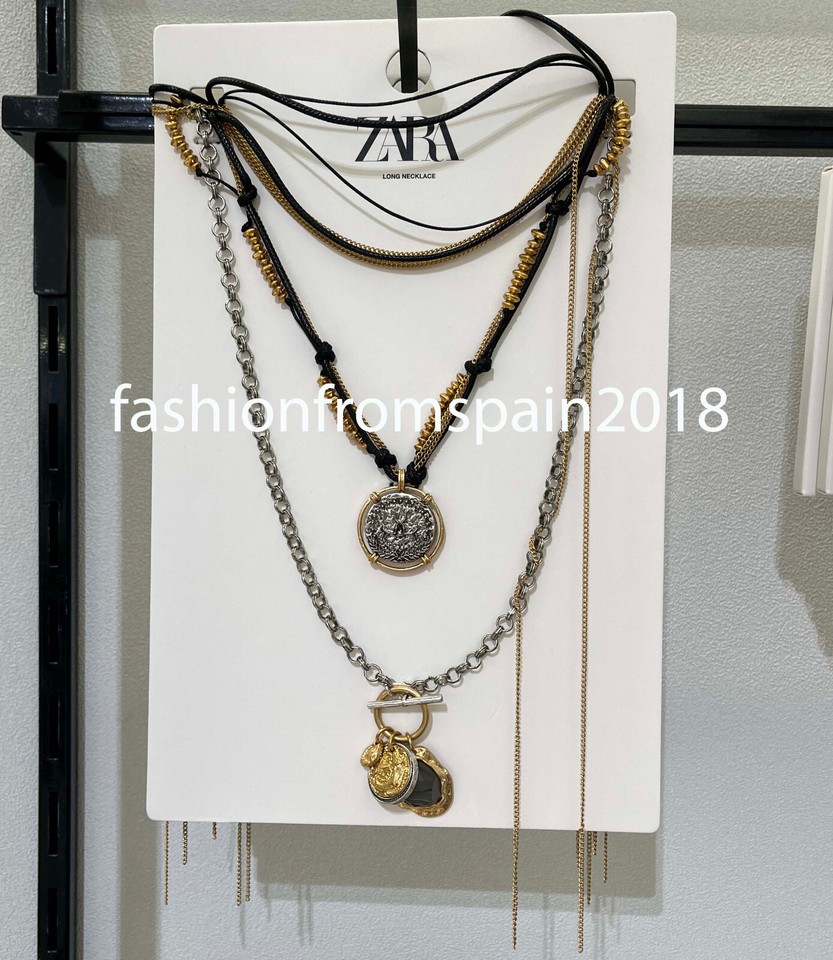 ZARA NEW WOMAN PACK OF CHAIN LINK AND COIN NECKLACES GOLDEN 4548/256 | eBay