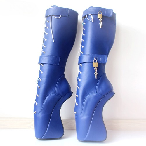 Plus Size Womens Ballet Knee Boots Lace Up Heelless Nightclub Ultra ...