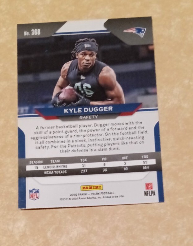 Kyle Dugger New England Patriots Signed Autographed 2020-21 Panini ...