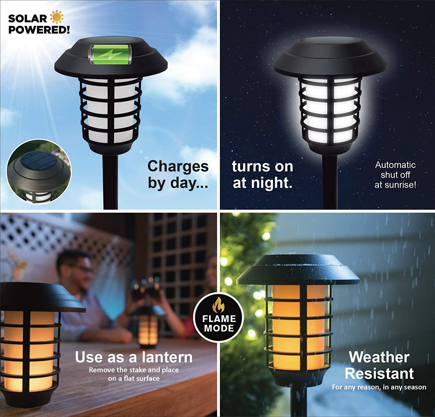 Bell + Howell Outdoor Solar Powered Pathway and Garden Lights - 4 Pack ...