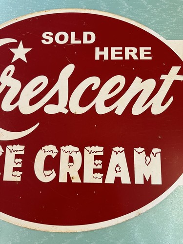 Crescent Ice Cream Dealer 2 SIded Painted Metal Flange Sign (Rare Find ...