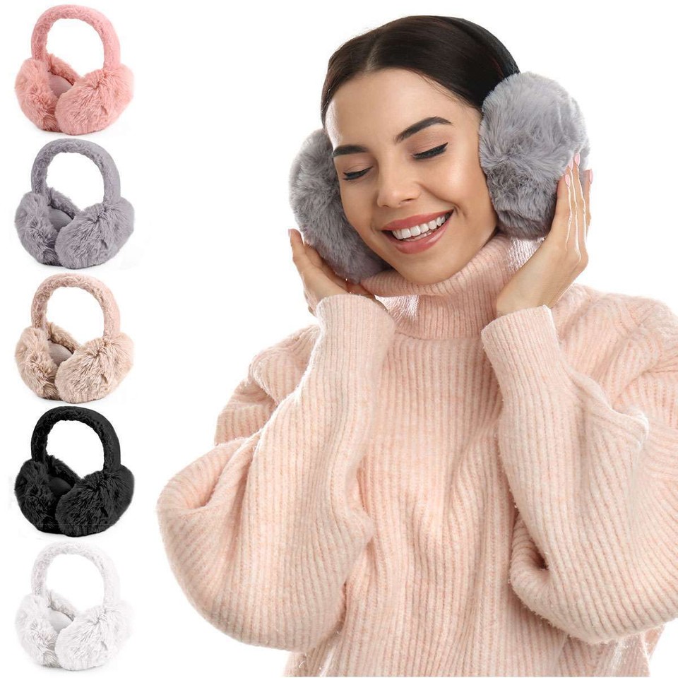 Men Women Foldable Ear Muffs Winter Ear Warmers Fluffy Earwarmer Soft ...