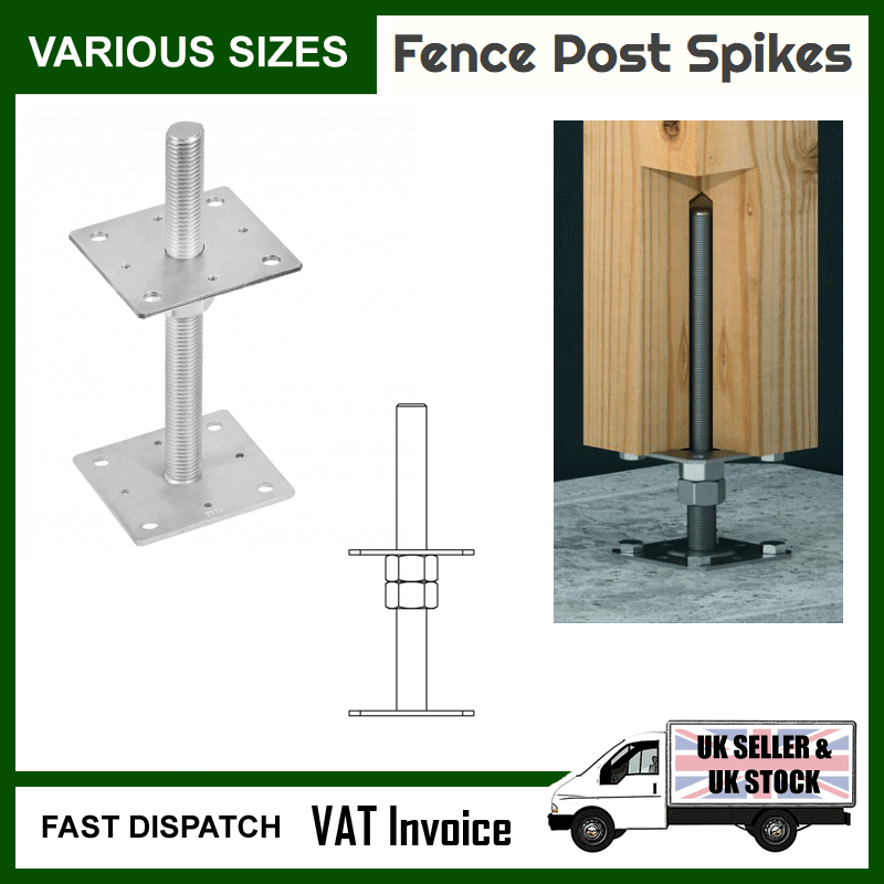 Galvanised Height Adjustable Elevated Post Base Support | eBay UK